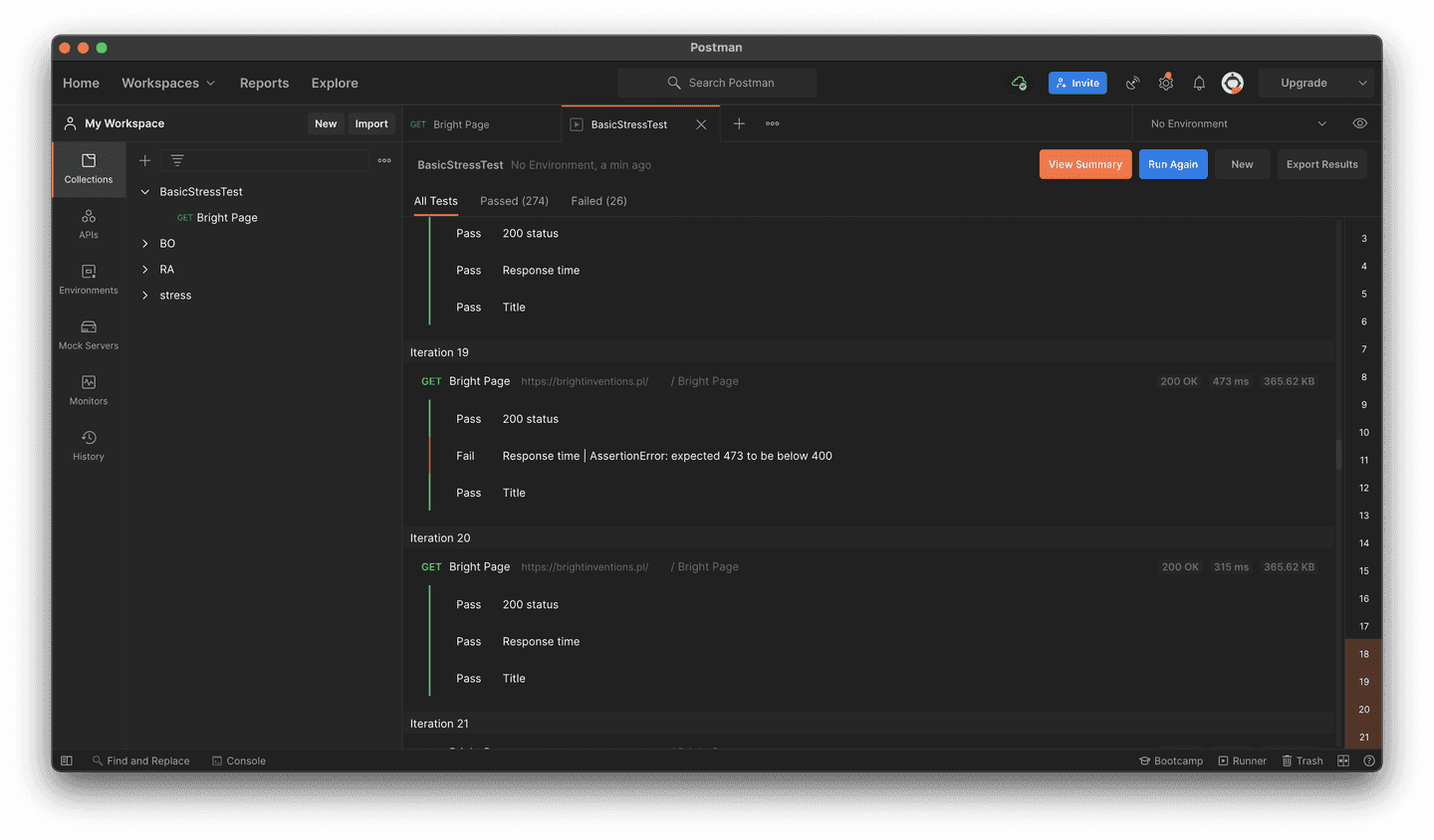 Performance testing in Postman | Bright Inventions